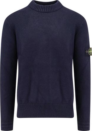 Stone Island Homme, Pulls, Bleu, Taille: S Logo Patch Crewneck Jumper