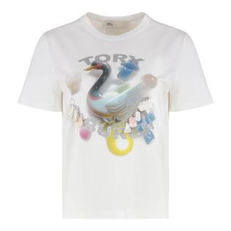Tory Burch Lucky Duck Baumwoll-T-Shirt - - Tops - Damen - Wei&szlig; - S