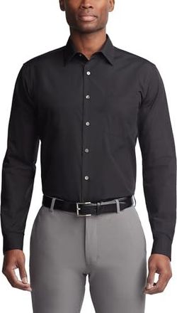 Van Heusen Mens Dress Shirt Regular Fit Poplin Solid, Black, 15.5 Neck 36-37 Sleeve