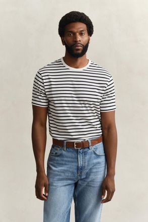 GANT Herren Gestreiftes T-Shirt aus Pima-Baumwolle (XXXL) EGGSHELL