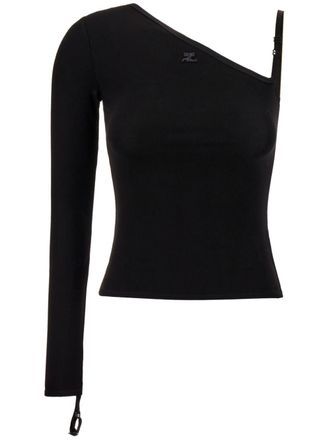 Courrèges haut stretch à plaque logo - Noir