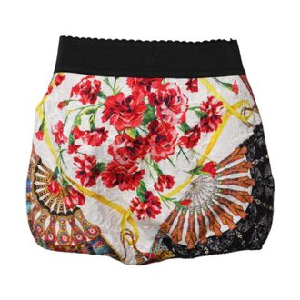 Dolce & Gabbana Blumige High-Waist-Seidenhotpants - - Shorts - Damen - Mehrfarbig - M