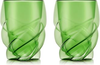 Bodum Double Walled Glasses pack of 2 PAVINA PARIS Transparent Green - 270ml Cups - Dishwasher Safe Thermal Cup - Mouth-blown Borosilicate Glass