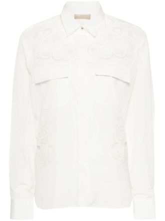 Elie Saab chemise &agrave; d&eacute;tails de d&eacute;coupes - Blanc