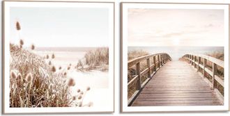Reinders Bilder Set, Strand, Wohnzimmer, Poster, Wanddeko, Room Decor, MDF, Beige, 2-er Set