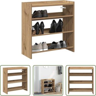 vidaXL Schuhregal Eiche - Schuhregal Artisan-Eiche 60x25x62 cm Holzwerkstoff