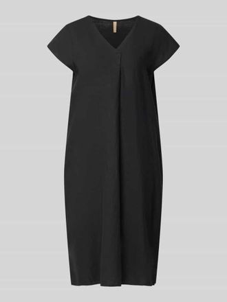 Soyaconcept Knielanges Leinenkleid mit V-Ausschnitt Modell Ina