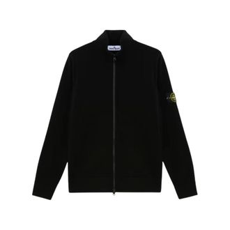 Stone Island Gerippter Cardigan mit Rei&szlig;verschluss - - Knitwear - Herren - Schwarzk - L