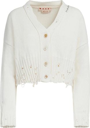 Marni Femme, Pulls, Blanc, Taille: 36 FR Gilet Court Effet Destroyed