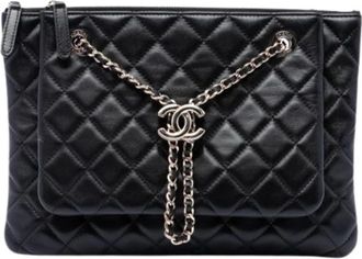 Chanel Sac bandouli&egrave;re matelass&eacute; en agneau Pre-owned - Femme - Pre-owned - Noir - Taille: ONE Size