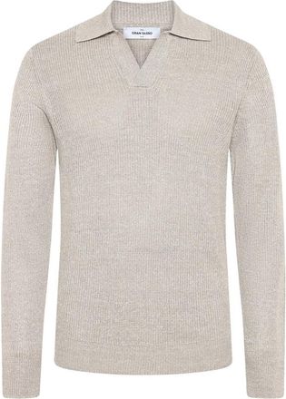Gran Sasso Pullover mit Variokragen aus einem Leinen-Baumwolle-Mix in