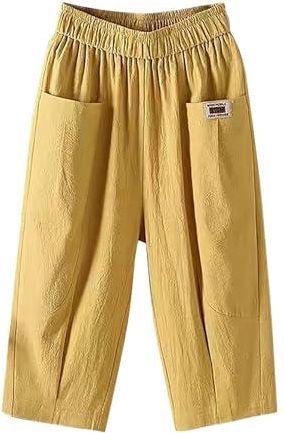 Generic Short en coton longueur genou pour femme taille élastique grande taille 1/2 demi-short dété avec poches couleur unie bermuda court ample ample décontr