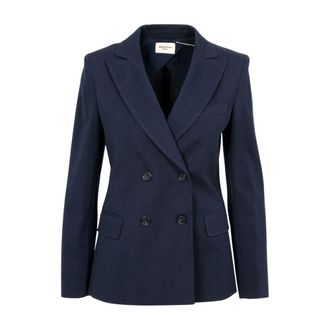Max Mara Milano-Strick Zweireihiger Jersey-Blazer - - Jackets - Damen - Blau - L