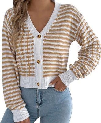 Generic Vestes pour femmes 2026 cardigan &agrave; col en V pour femmes, chandails 2024 courts &agrave; boutons dor&eacute;s, cardigan court ouvert sur le devant pour lautomne et l