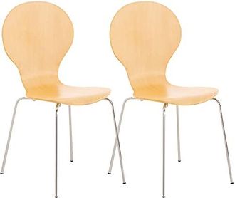 Clp Lot De 2 Chaises Empilables Robustes Diego I Chaises Empilables en Bois avec Dossier I Si&egrave;ge Confortable I Hauteur Assise 45 cm, Couleur:Nature