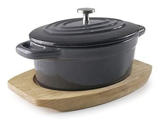 Lacor Deckel Magma 13 x 10 cm ovaler Kochtopf, Metall, grau Farbverlauf, Einheitsgröße