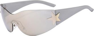 Generic Lunettes de soleil sans monture 2026 pour homme et femme - En forme détoile - Une pièce - Pour le sport et lextérieur, Miroir, Taille unique