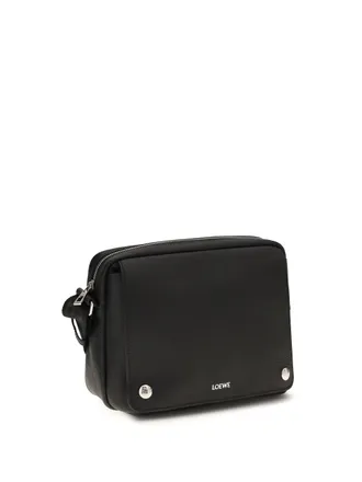 Loewe Mens Messenger Bag Pebble Calf Leather Black (bos Taurus) Shoulder