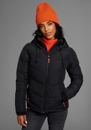 Kangaroos Winterjacke mit Kapuze und Kordelzug, Rei&szlig;verschlusstaschen und Innentasche