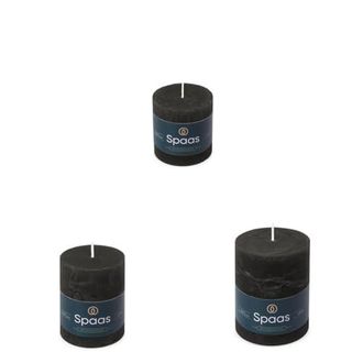 Spaas Rustikale Stumpenkerze, 70/70 mm, 25 Stunden und 70/95 mm, 35 Stunden und 80/110 mm, 65 Stunden, Schwarz