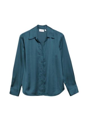 Comma Langarmbluse Bluse Satin-Bluse aus Viskosemix