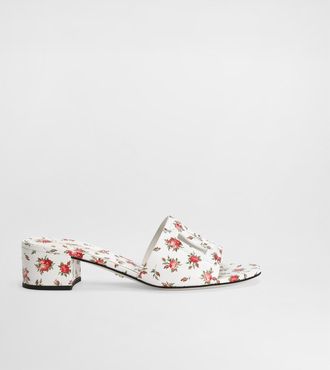 Dolce & Gabbana Printed Calfskin Mules With Little Roses Print - Frau Pantoletten Und Mules Multicolor 37.5