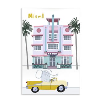 Stupell Industries Elephant & Miami Hotel Wandschild, Design von Carla Daly, 38,1 x 25,4 cm