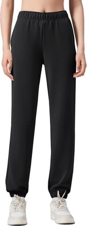 Yvette Sports Damen Hose mit Taschen & Taillenzugband Freizeithose Sport Jogginghose,Schwarz,L