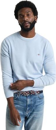 GANT Cotton Pique C-Neck Pull-Over, Fresh Blue, M Homme