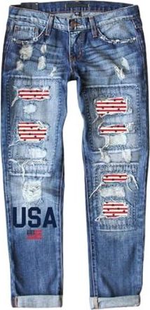 Generic Jean baggy pour femme - Pantalon Boyfriend Destroyed - Jean stretch d&eacute;chir&eacute; - &Eacute;l&eacute;gant et confortable - Pantalon de loisirs baggy - D&eacute;contract&eacute; - Coupe