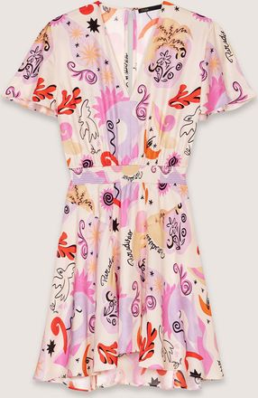 Maje Bedrucktes Seidenkleid - Imprime Paradisio - Gr&ouml;&szlig;e 32 - Maje