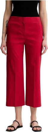 Theory Femme, Pantalons, Rouge, Taille: 36 FR Pantalon Court Large en Lin de Qualit&eacute;
