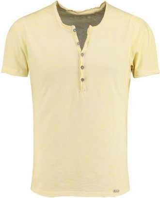 Key Largo Henleyshirt Lemonade vintage Look uni Basic MT00122 mit Knopfleiste unifarben kurzarm slim fit