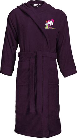 Spass Kostet Bademantel Frottee mit Kapuze Regenbogen Kotzendes Einhorn Gr&ouml;&szlig;e S bis XXXL, Gr&ouml;&szlig;e:L/XL, Farbe:lila