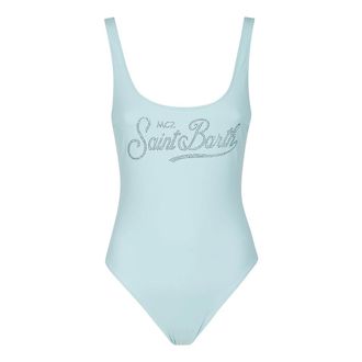 MC2 Saint Barth Femme, Maillots de bain, Bleu, Taille: 40 FR Maillot de bain avec impression avant et d&eacute;tail logo