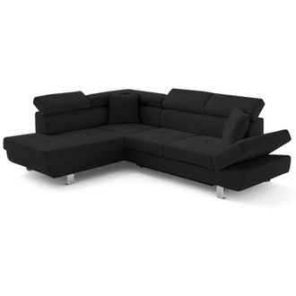 Best Mobilier Bestmobilier - Lisbona - canap&eacute; dangle gauche 5 places convertible avec t&ecirc;ti&egrave;res en velours c&ocirc;tel&eacute;