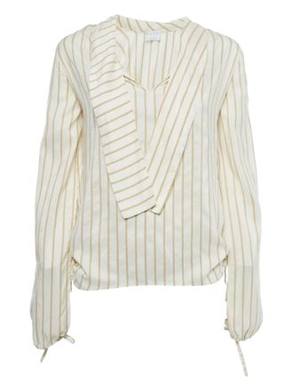 Marni 2024 gestreifte Bluse mit Schleifenkragen - Weiß