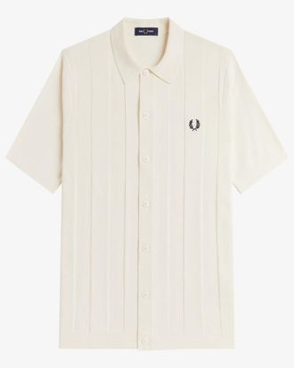 Fred Perry Feinstrick-Poloshirt mit Schattenstreifen und Knopfleiste in