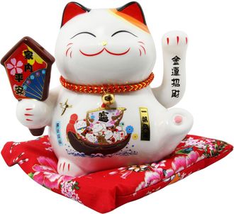 Freak Scene Glückskatze - Maneki-Neko - Winkekatze aus Porzellan 15,5 cm weiß - Maneki Neko 02