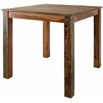Massivmoebel24 Table &agrave; manger 80x80 Bois de r&eacute;cup&eacute;ration laqu&eacute; Multicolore nature of spirit 124