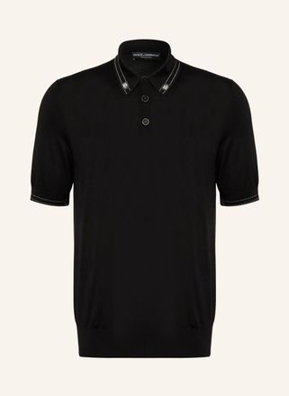 Dolce & Gabbana Strick-Poloshirt Aus Seide schwarz