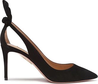 Aquazzura Hohe Schuhe - Black Suede Bow Tie Pumps - Gr. 38 (EU) - in Schwarz - f&uuml;r Damen