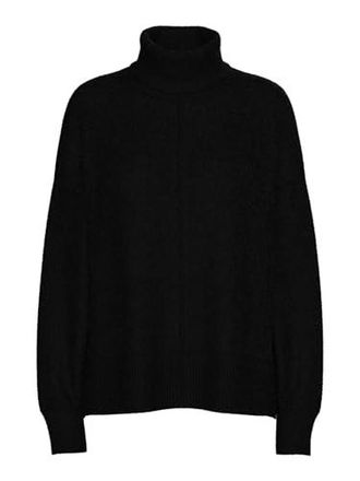 Pieces Pcmalou Ls Rollneck Knit Noos BC Pull en Tricot pour Femme, Noir, S