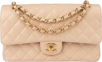 Chanel Crossbody Bags - Chanel Quilted Caviar Leather Medium Double Flap C - Gr. unisize - in Beige - f&uuml;r Damen