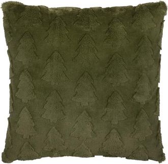 furn. Pines Kissen mit Polyesterfüllung - weiches doppelseitiges dekoratives Winterkissen aus Kunstfell mit erhabenem Baumdesign (Waldgrün - 50x50cm)