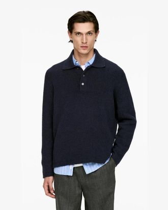 Arket Gestrickter Polopullover -Blau