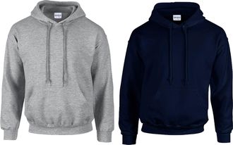 Gildan Herren Kapuzenpullover Adult 50/50. Hooded Sweat/18500, Einfarbig (XXL, 1x Sportgrey + 1x Navy + 1x HL Kauf Notizblock)
