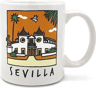 TBOC Tasse Petit D&eacute;jeuner des Porcelaine [Real Maestranza] Mug Souvenir S&eacute;ville Andalousie Espagne | Idee Cadeau Original Personnalis&eacute; Mug Caf&eacute; Fete Ville 