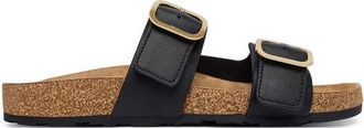 Tommy Hilfiger Pantoletten Leather Double Strap Cork Sandals FW0FW09118 Schwarz