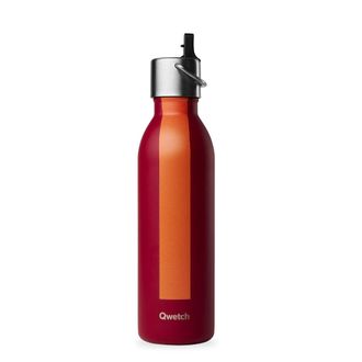 Qwetch Qwetch - Trinkflasche 600 ml Edelstahl Granat Sport Serie - Thermosflasche aus 90% recyceltem Inox mit Sportverschluss - 24h Kalt & 12h Hei&szlig; - Isolier